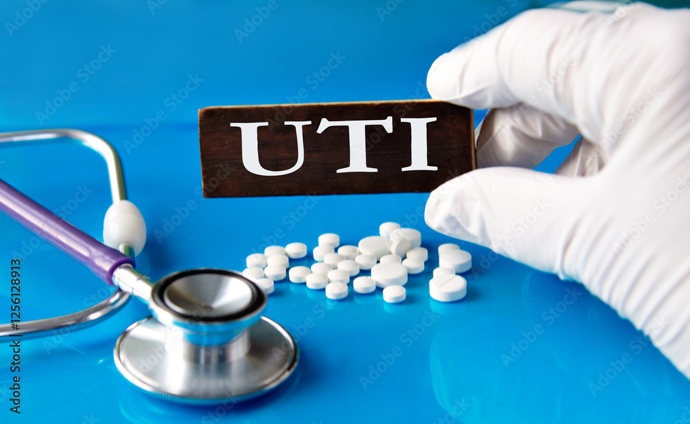 Poster Cubes with the abbreviation UTI (urinary tract infection) in the ...