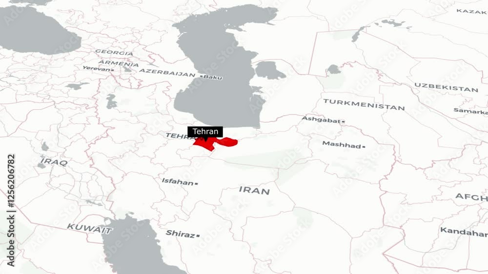 Tehran Map Animation Visualizing Key Locations and Landmarks of Iran's ...