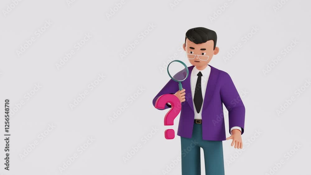 Man character Searching for Answers, 3d render looped animation. Search ...