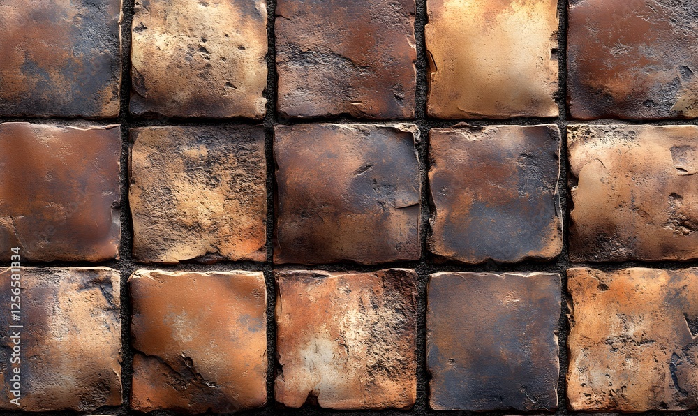 Poster Aged ceramic tiles with a rich texture create a visually ...