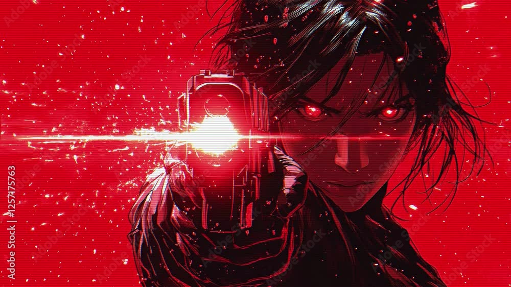 In a high-stakes infiltration mission, the anime commando with glowing ...