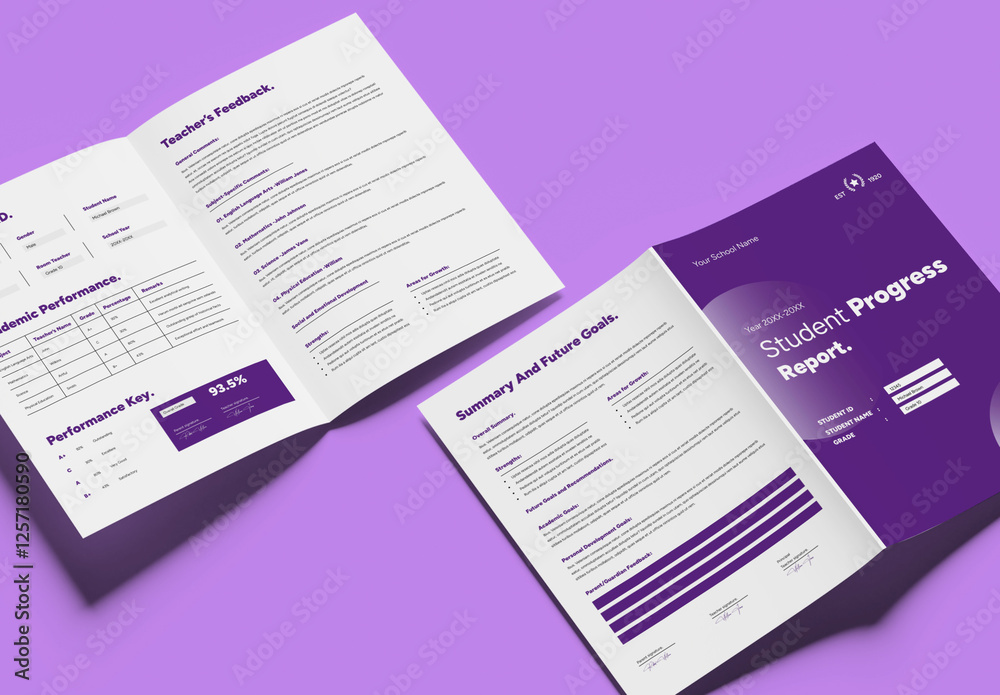Student Progress Report Card Template Stock Template | Adobe Stock