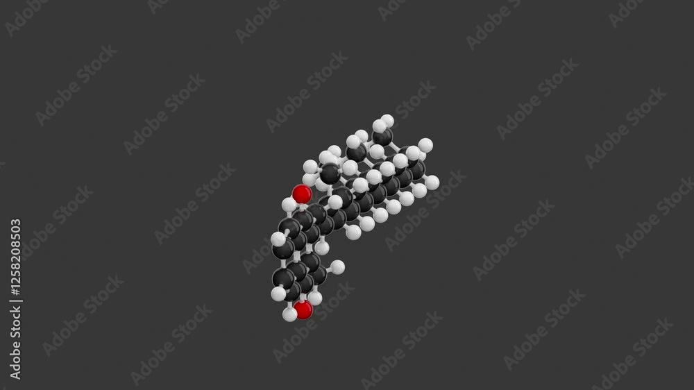 Vitamin K molecular structure: 3D model of molecule. Chemical formula ...