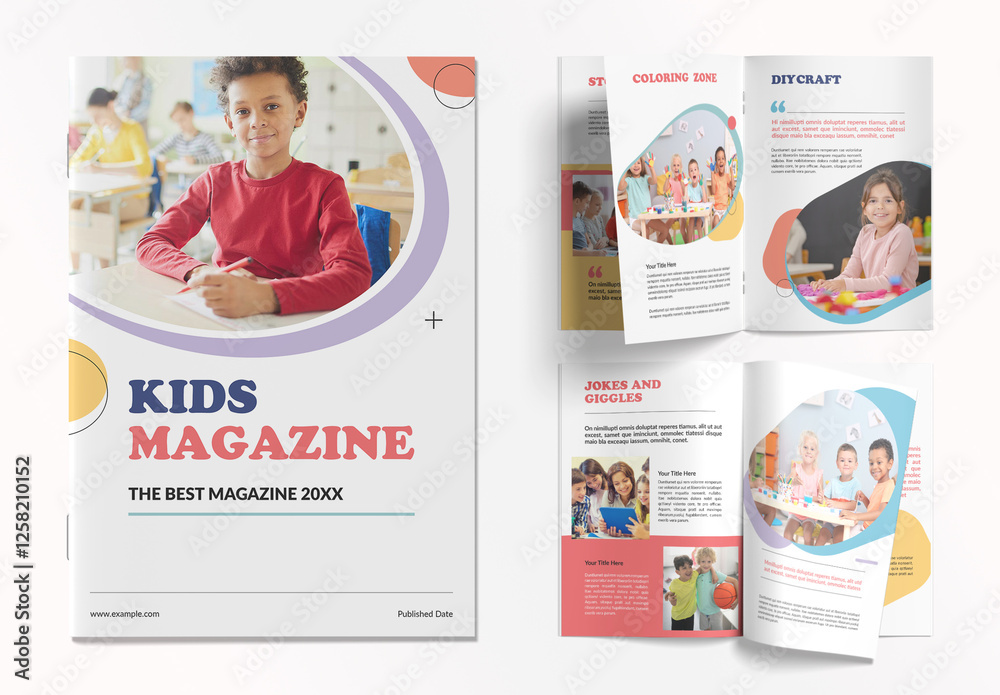 Kids Magazine Template Design Layout Stock Template | Adobe Stock