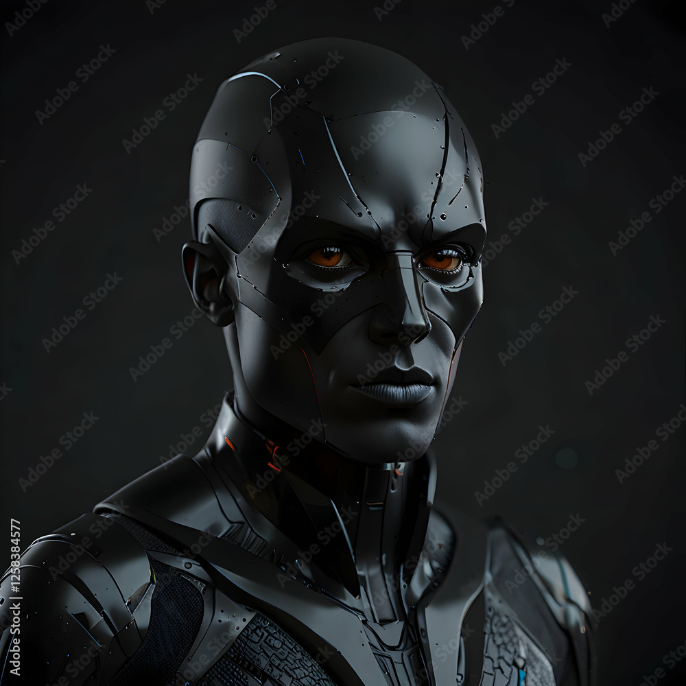 Photo & Art Print A futuristic humanoid robot with a sleek black ...