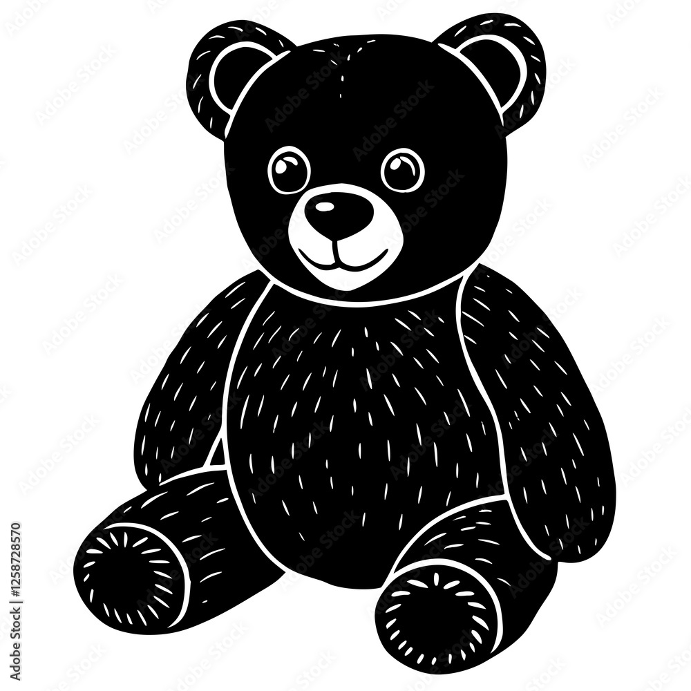 Poster Teddy bear featuring an inward ear fold silhouette vector ...