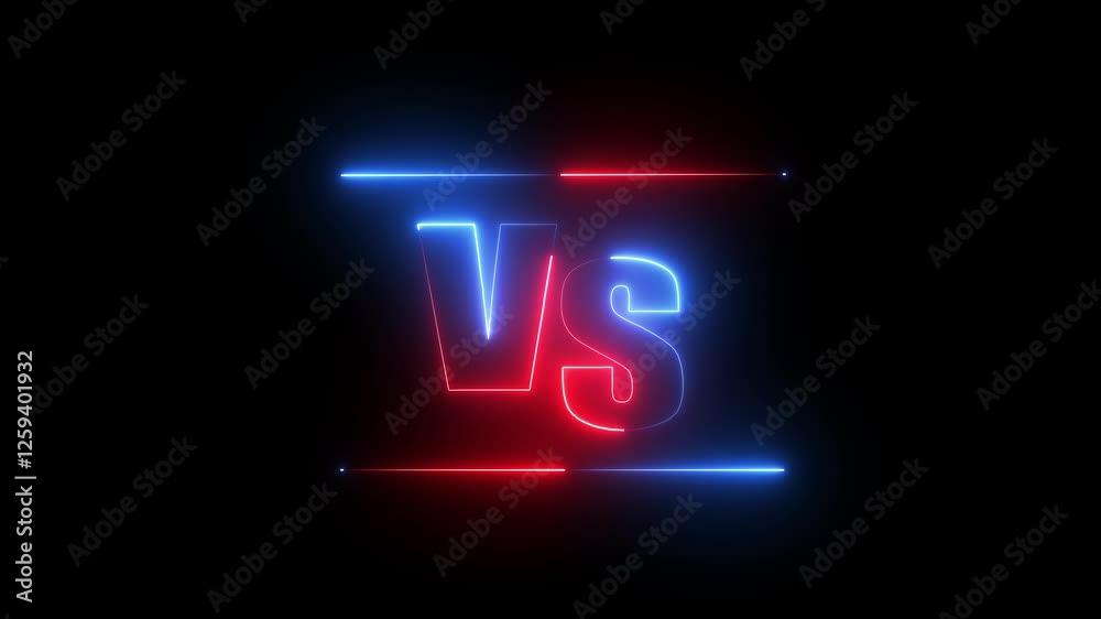 NEON VS Versus screen with battle vs match boxing bright challenge ...