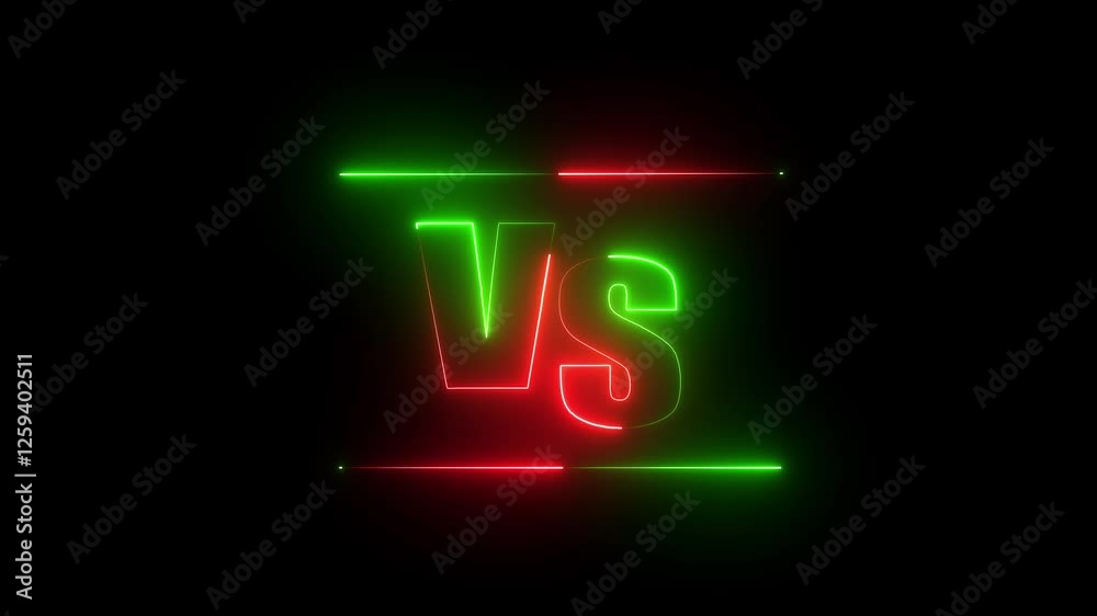 NEON VS Versus screen with battle vs match boxing bright challenge ...
