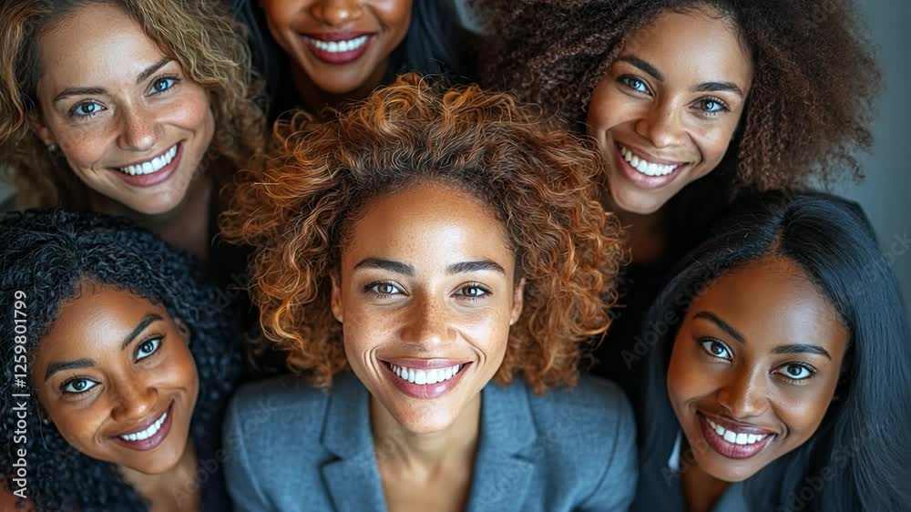 Radiant Smiles: A close-up captures the beaming faces of a diverse ...