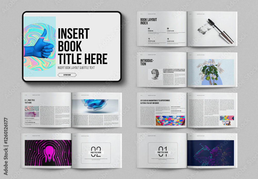 Digital Book Template Design Layout Landscape Stock Template | Adobe Stock
