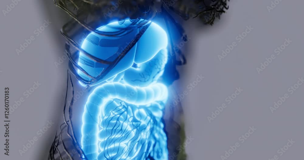 This diagram illustrates the complex structure of the human digestive ...