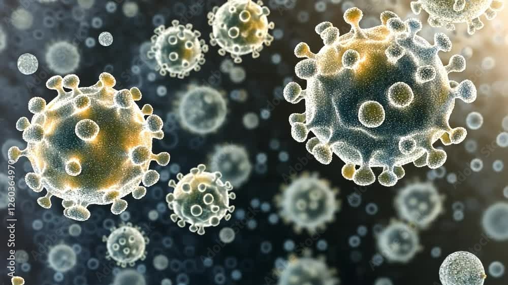 Microscopic Menace: A detailed, macro perspective showcases a swarm of ...