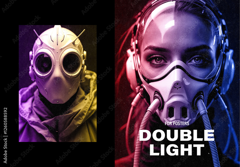 Double Color Poster Photo Effect Mockup Stock Template | Adobe Stock