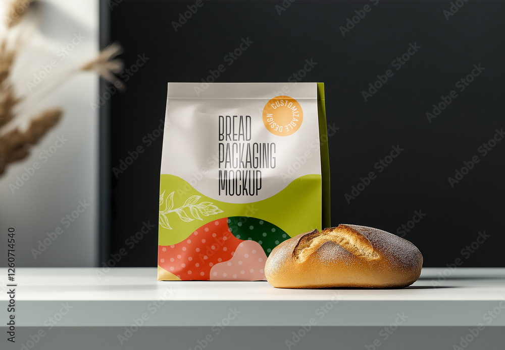 Modelo de Bread Packaging Mockup – Standing Paper Bag Template for ...