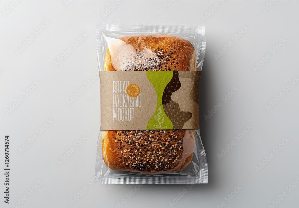 Realistic Bread Packaging Mockup with Shadows for Bakery Branding ...