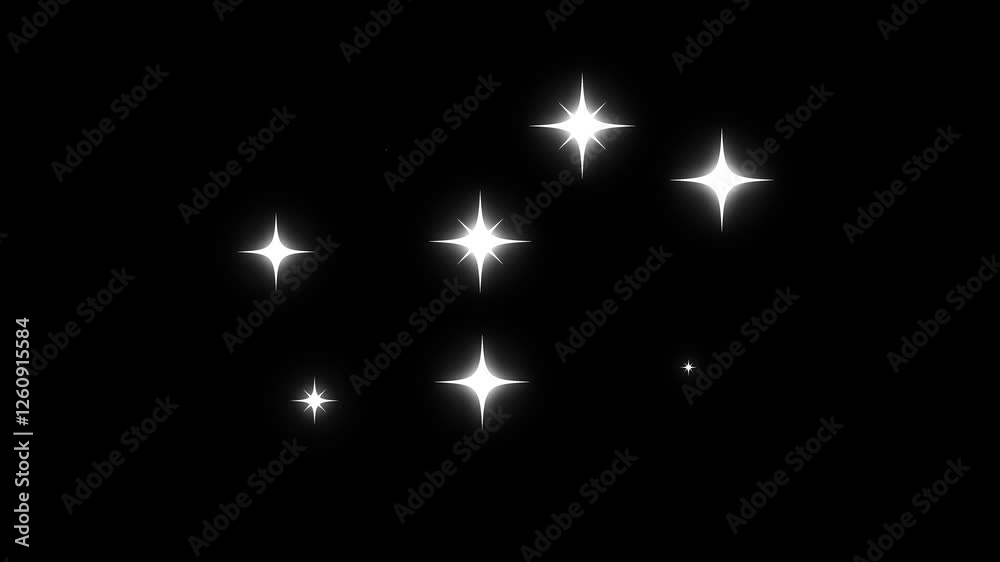 Twinkling stars blinking animation on black screen background. white ...