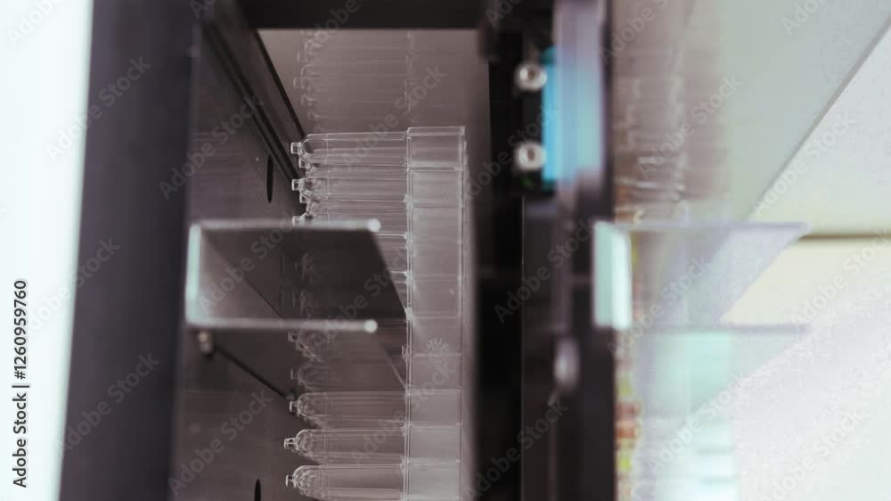 Lab with a pipette in a cuvette segments medical lab. Automatic ...