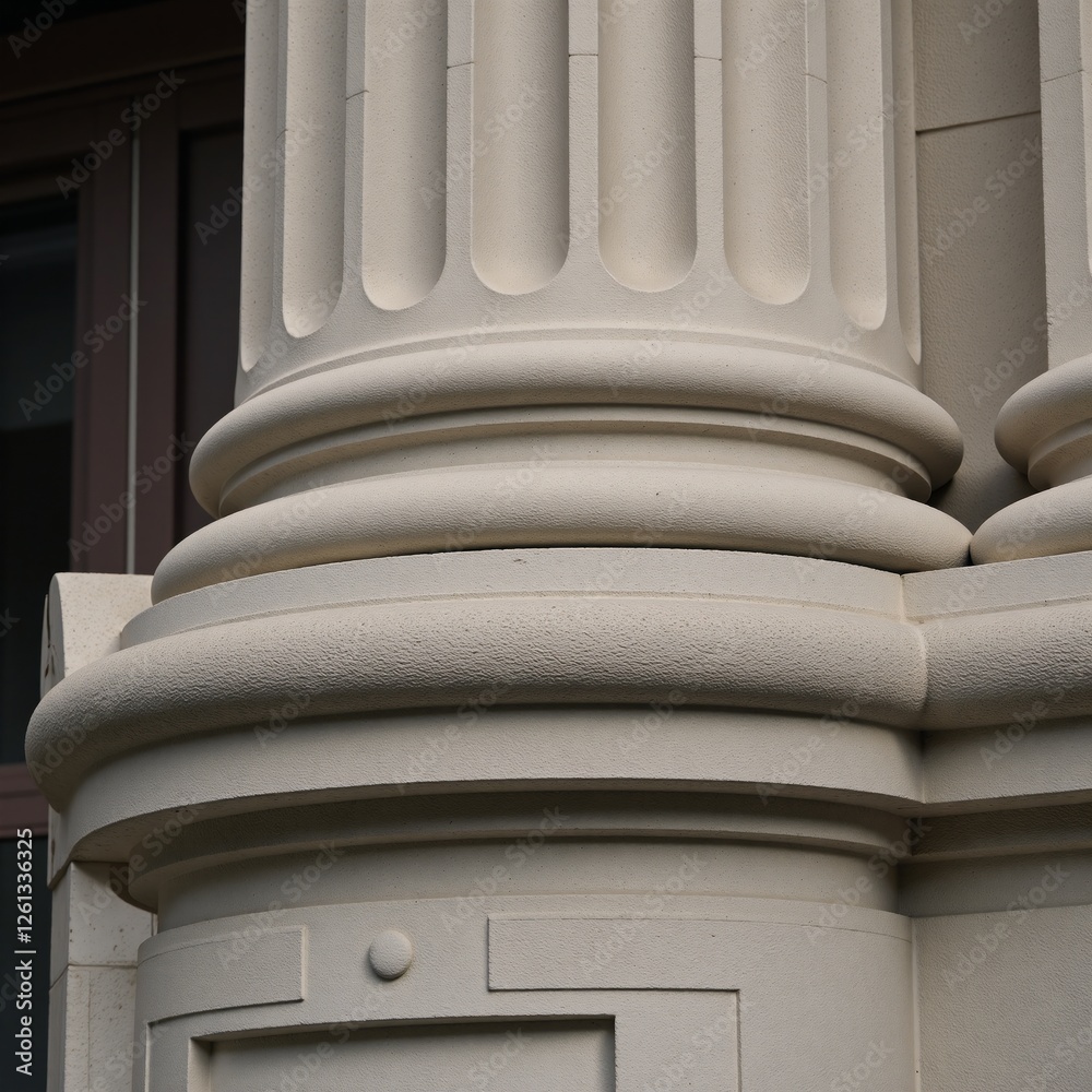 Poster A classical bank column with intricate carvings and an air of ...