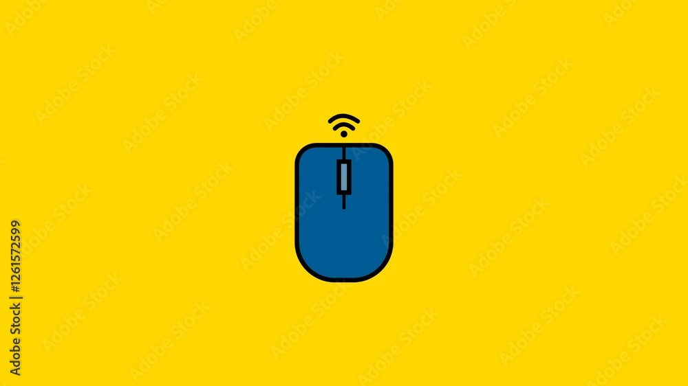 animated icon of a Bluetooth computer mouse on a yellow background ...