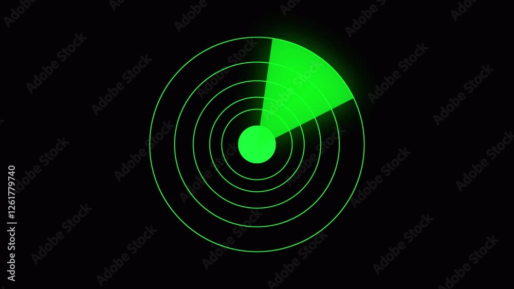 radar screen wave animation on black screen, abstract radar signal ...