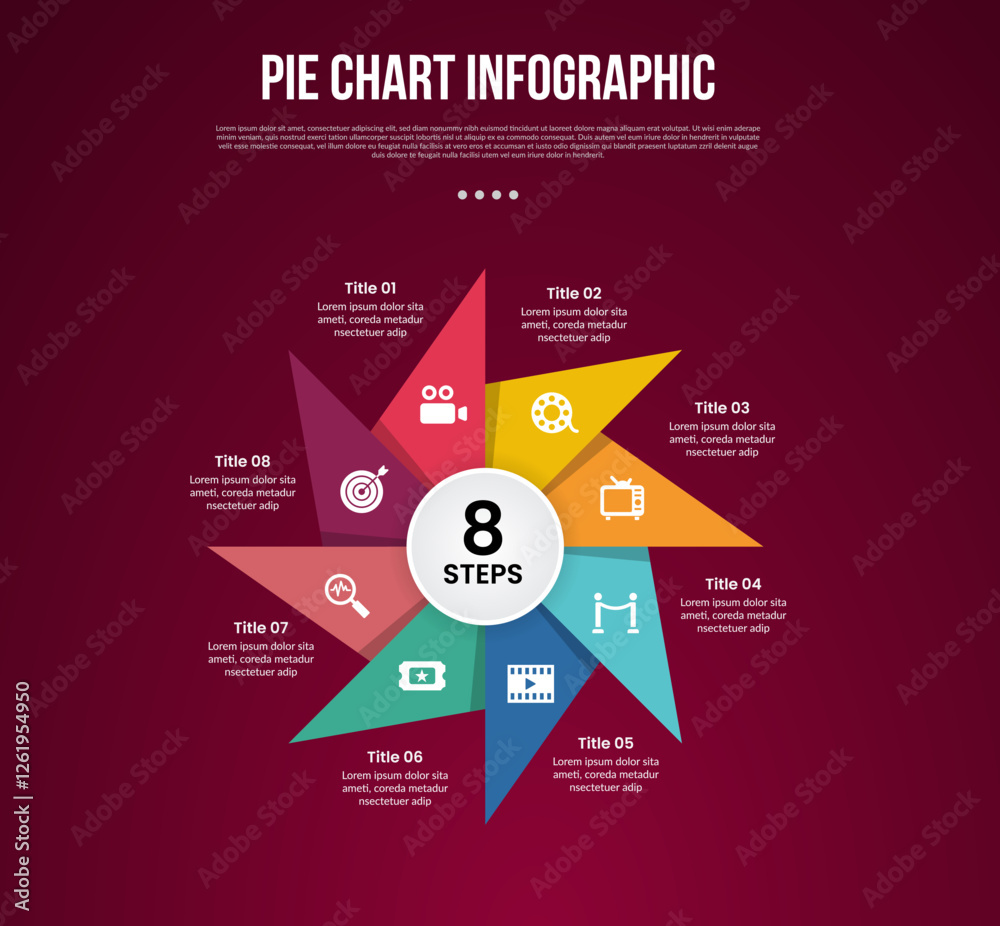 Poster pie chart base template infographic with origami circular paper ...