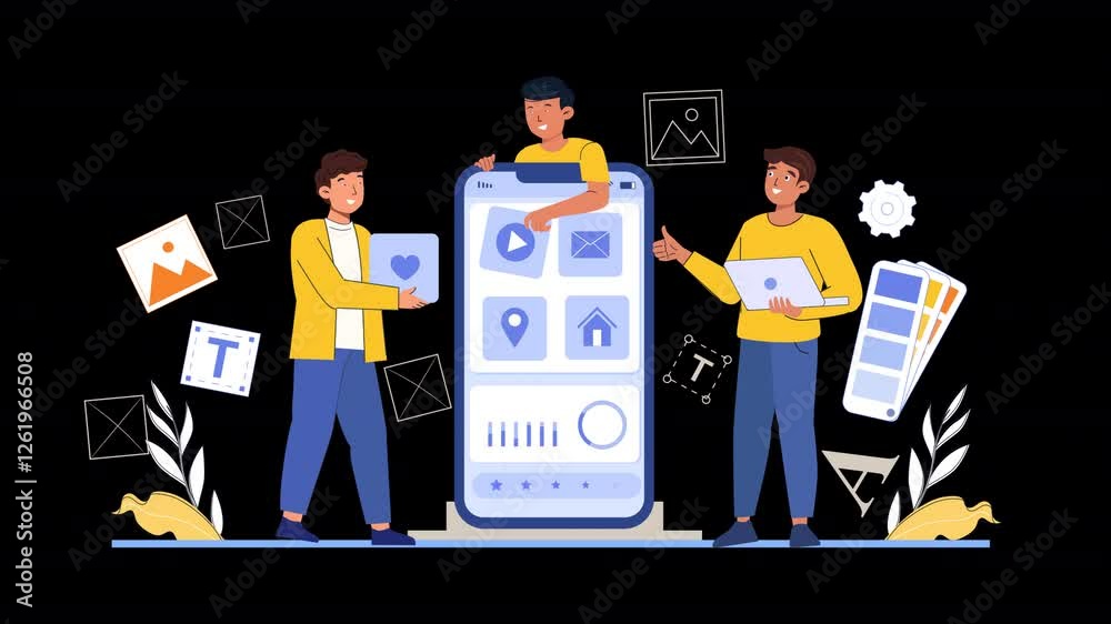 Highlight UI/UX design through vector animations, featuring design ...