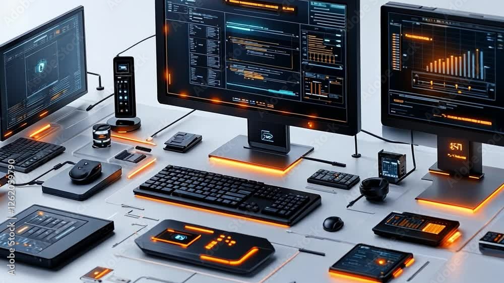 Tech Hub: Immersive view of a modern technology hub, a state-of-the-art ...