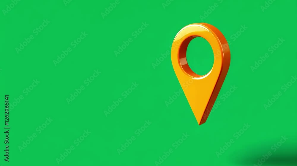 3D location pin rotating icon on green screen background for navigation ...