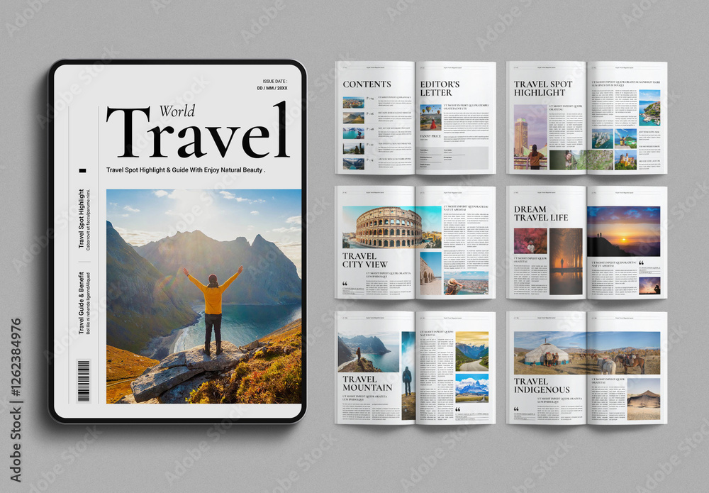 Digital Travel Magazine Template Design Layout Stock Template | Adobe Stock