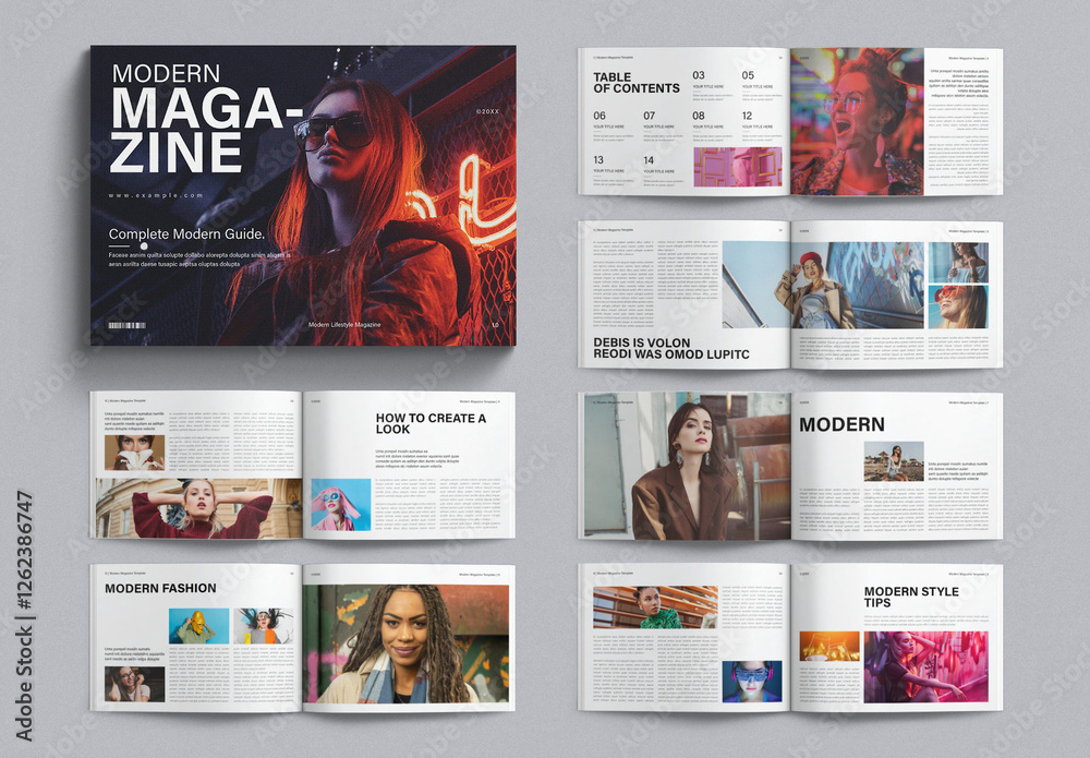 Modern Magazine Template Design Layout Landscape Stock Template | Adobe ...
