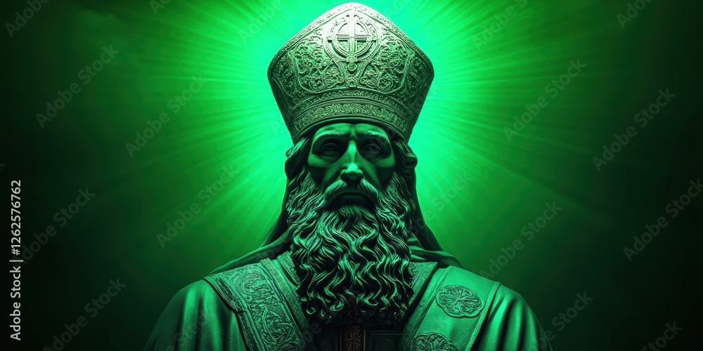 Poster Church sculpture depicting Saint Patrick, the patron saint of ...