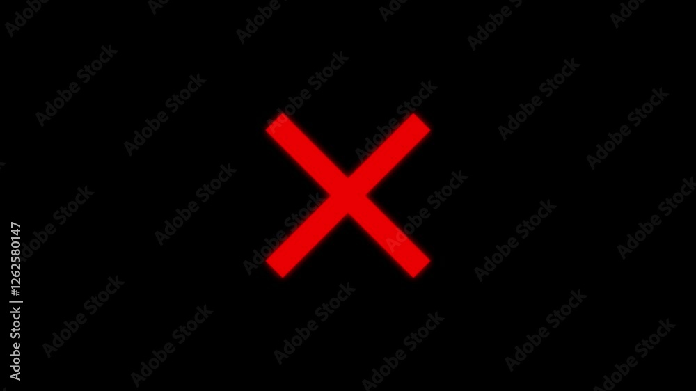 Red Cross animation icon monochrome. Animation. Red X letter, crossed ...