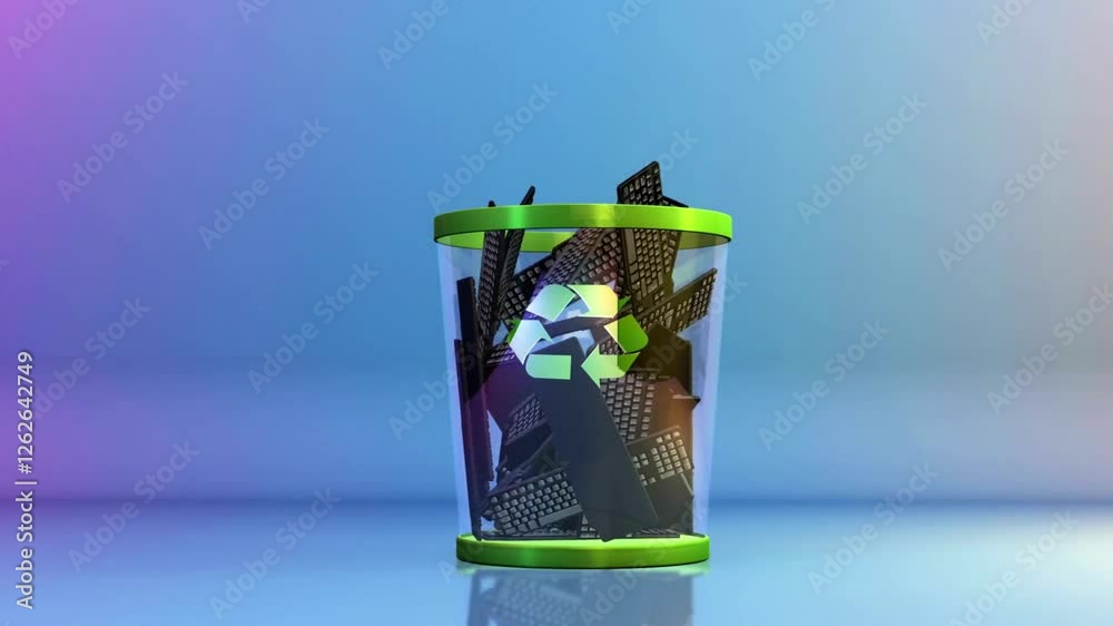 animation keyboard technology on Rubbish trash bin for recycling waste ...