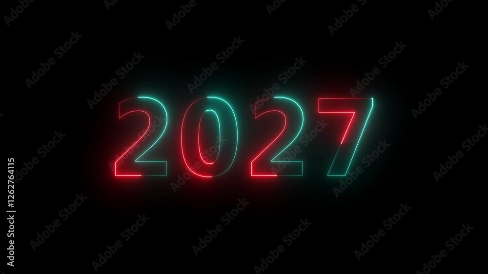 Happy New Year 2027 with vibrant fireworks video render, Joyful ...