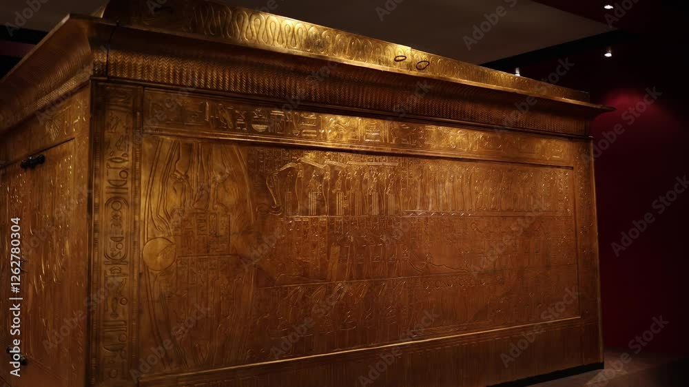 The golden shrine of Pharaoh Tutankhamun, engraved with intricate ...