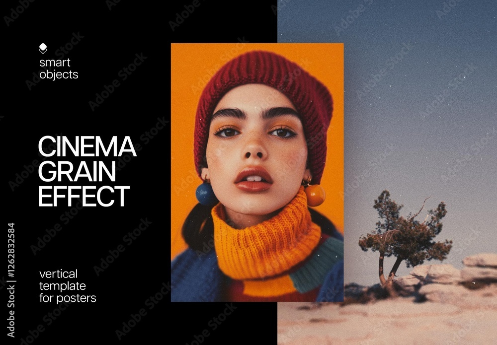 Cinematic Grainy Poster Effect Mockup Stock Template | Adobe Stock