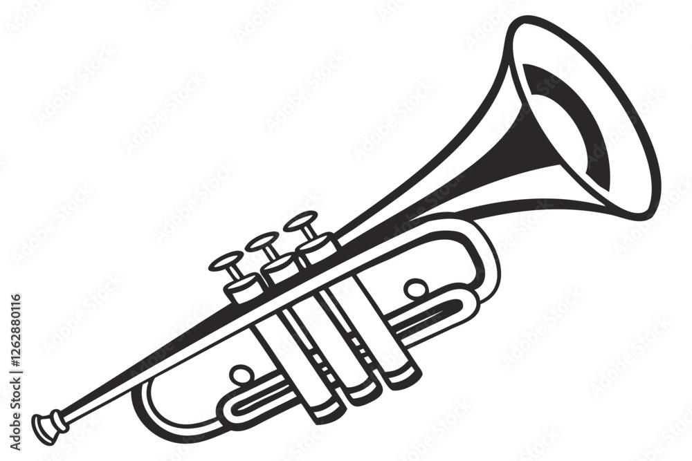 Poster A Simple Trumpet black silhouette vector isolated on a ...