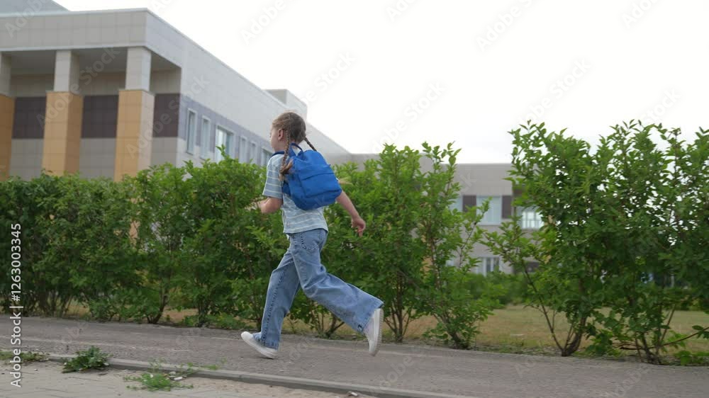 Vidéo Stock group child kid girls run school backpacks, team child kid ...