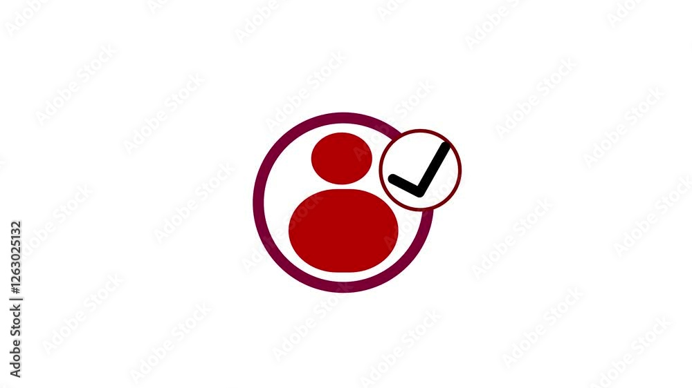 Red user account accepted symbol with an alpha channel white background ...