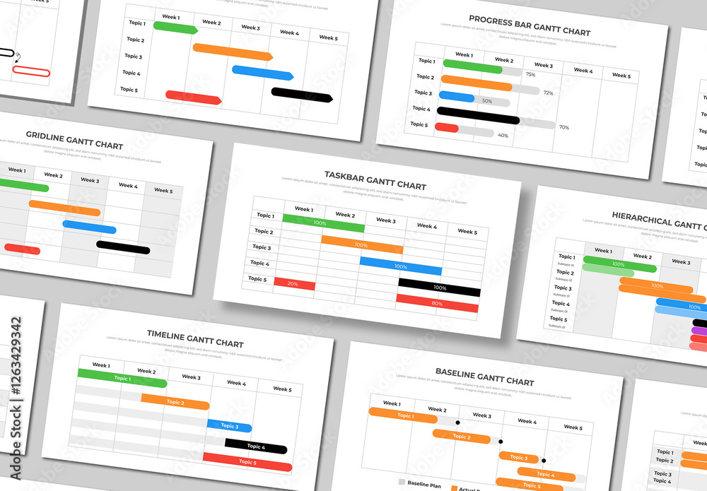 Gantt Chart Infographic Stock Template | Adobe Stock