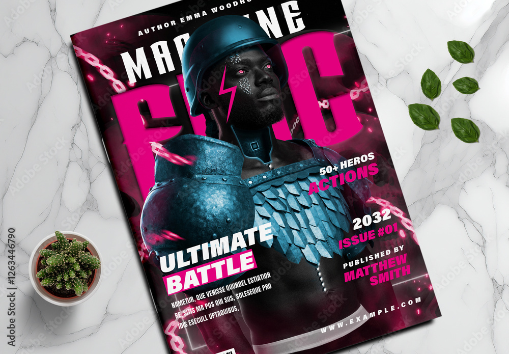 Futuristic Comic Magazine Cover Design Template Stock Template | Adobe ...