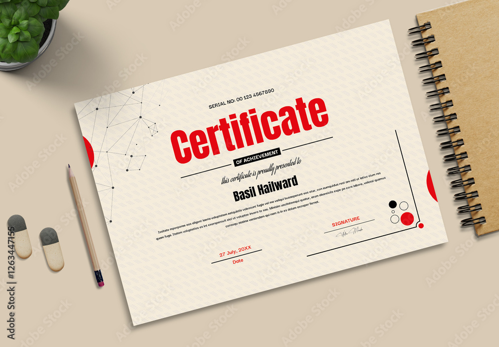 Professional And Clean Certificate Design Layout Stock Template | Adobe ...