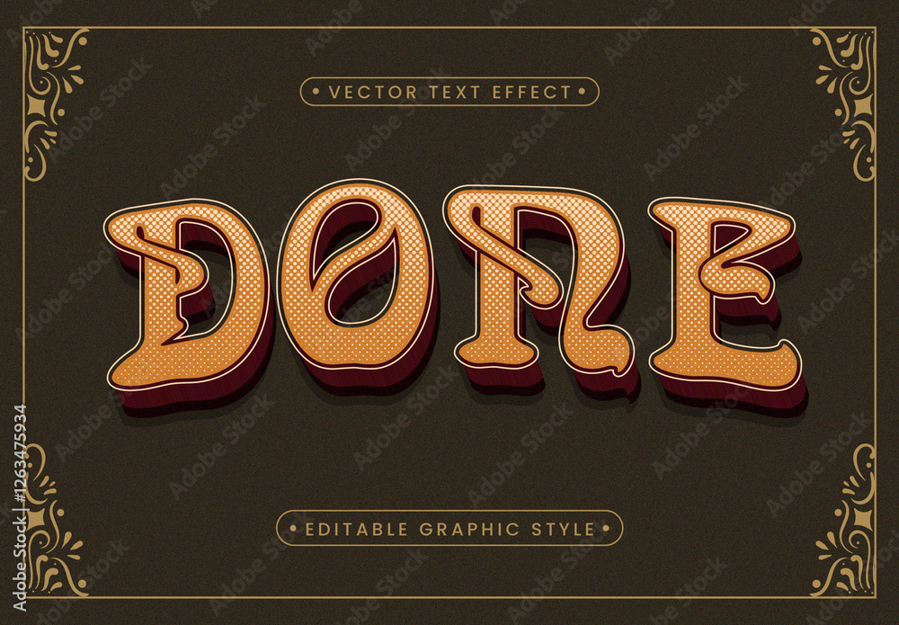 Brown And Beige Vintage Text Done Font. Western Retro Text Effect Stock ...