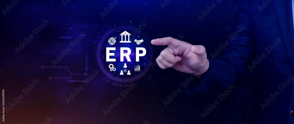 Plakát ERP Concept, Enterprise resource planning concept, analyzing ERP ...
