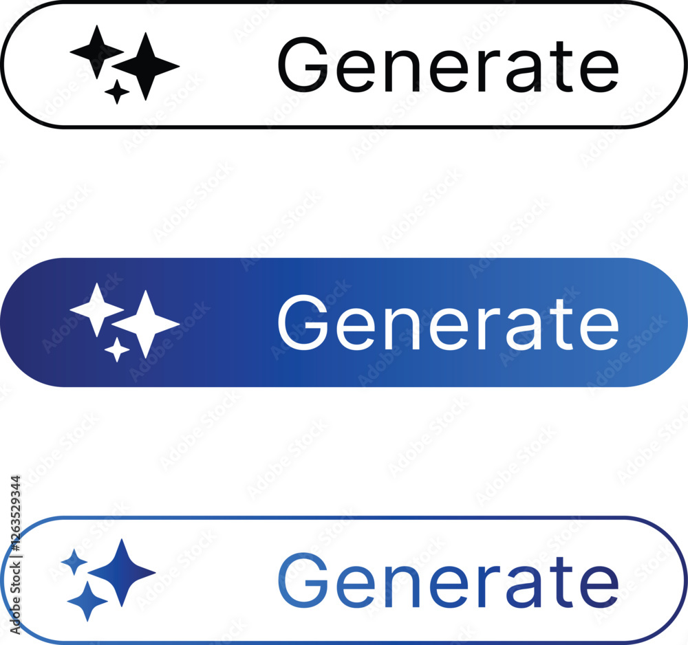Poster Minimal generate button icons, UI generate buttons vector pack ...