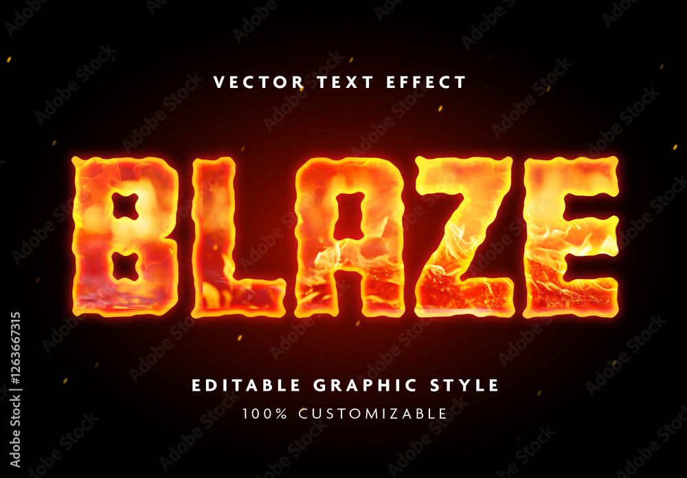 Orange And Red Fire Text Burning Font. Blazing Text Effect Stock ...