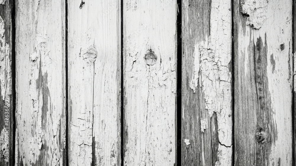 Poster Weathered wood texture with greyish tones and cracked surfaces ...