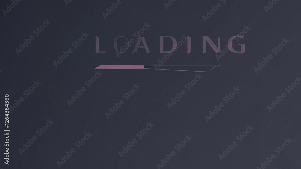 Digital animation of a loading screen with a progress bar at 80%. Sleek dark background with ...