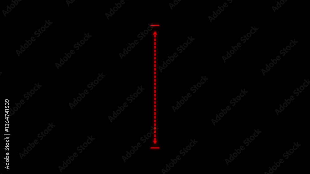 Measuring distance length Red color dotted line animation vertical line ...