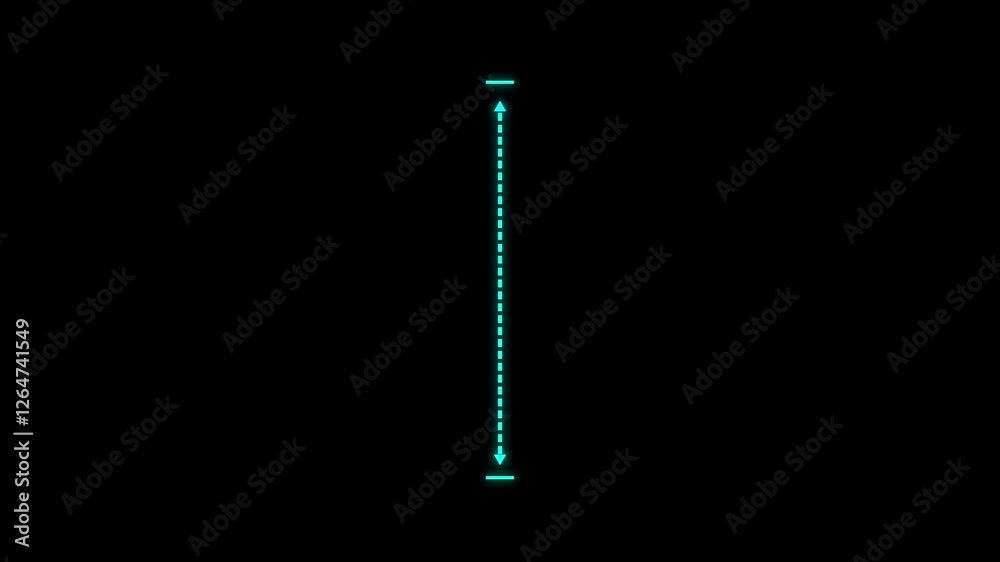 Measuring distance length Cyan color dotted line animation vertical ...